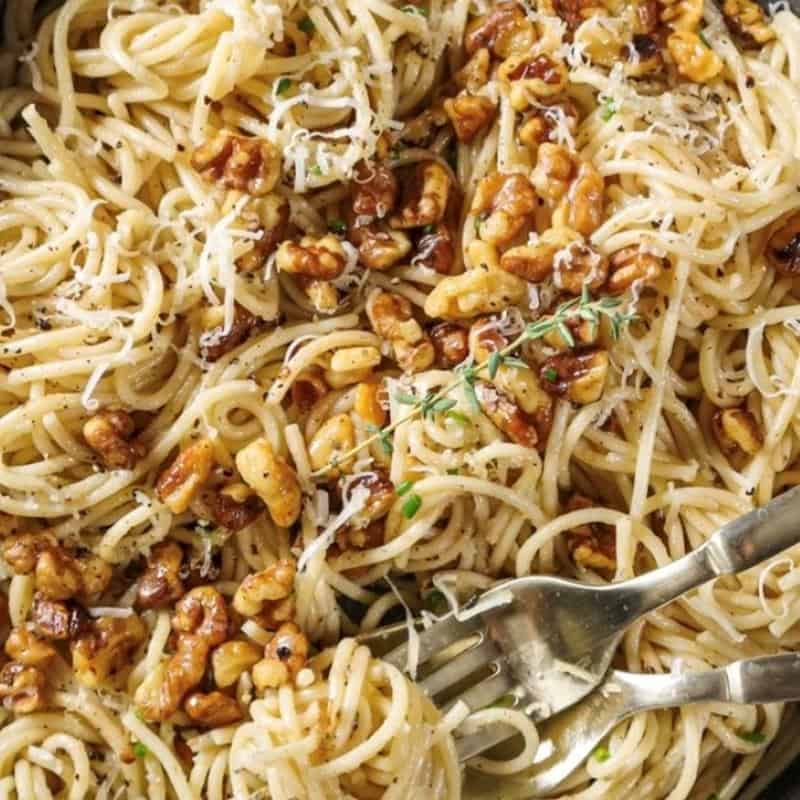 20-Minute Walnut & Brown Butter Pasta with Pecorino Romano