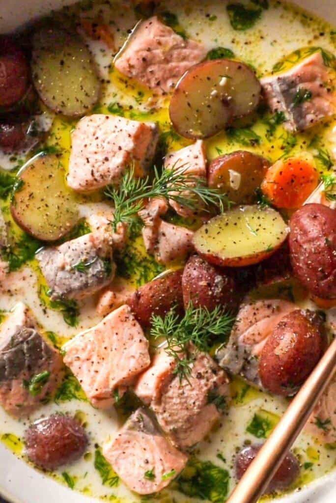 Lohikeitto (Easy Finnish Salmon Soup) - Must Love Garlic