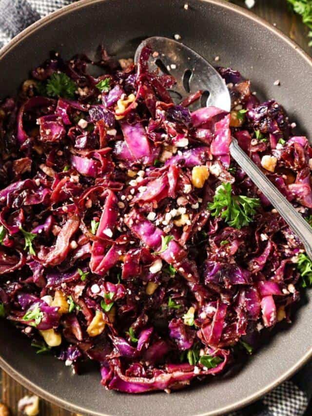 Quick & Easy Honey-Balsamic Fried Red Cabbage - Must Love Garlic
