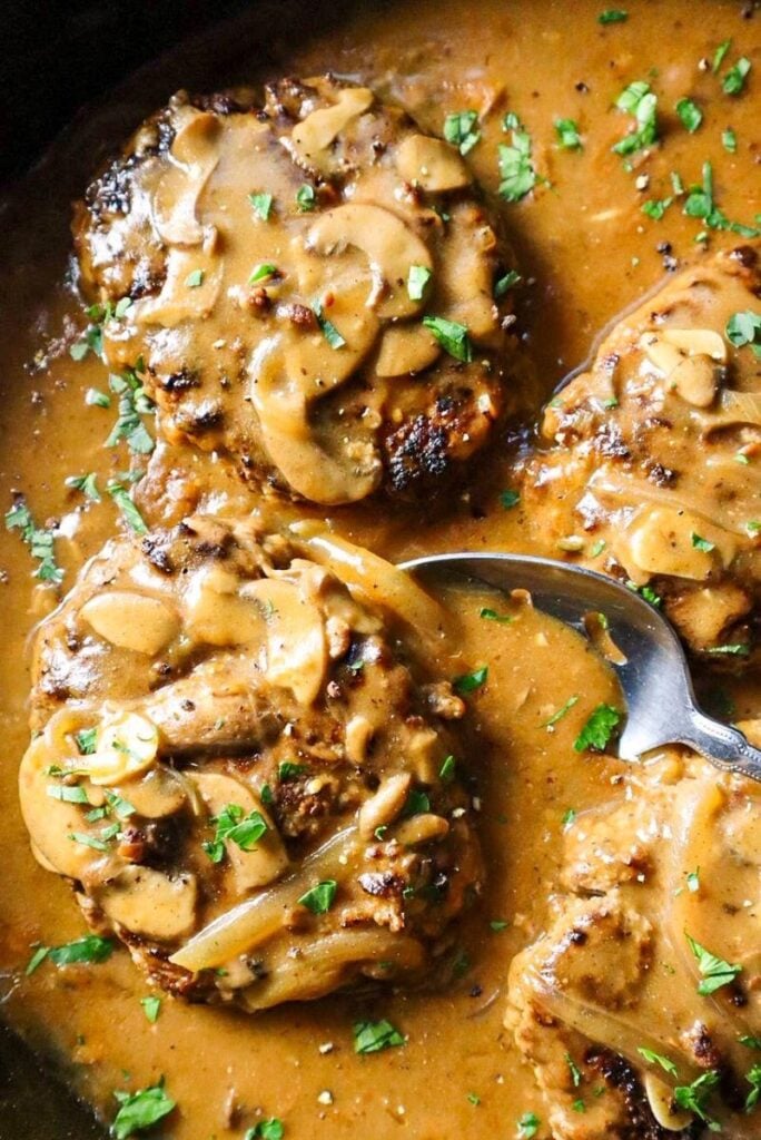 Salisbury Steak with Mushroom & Shallot Gravy - Must Love Garlic