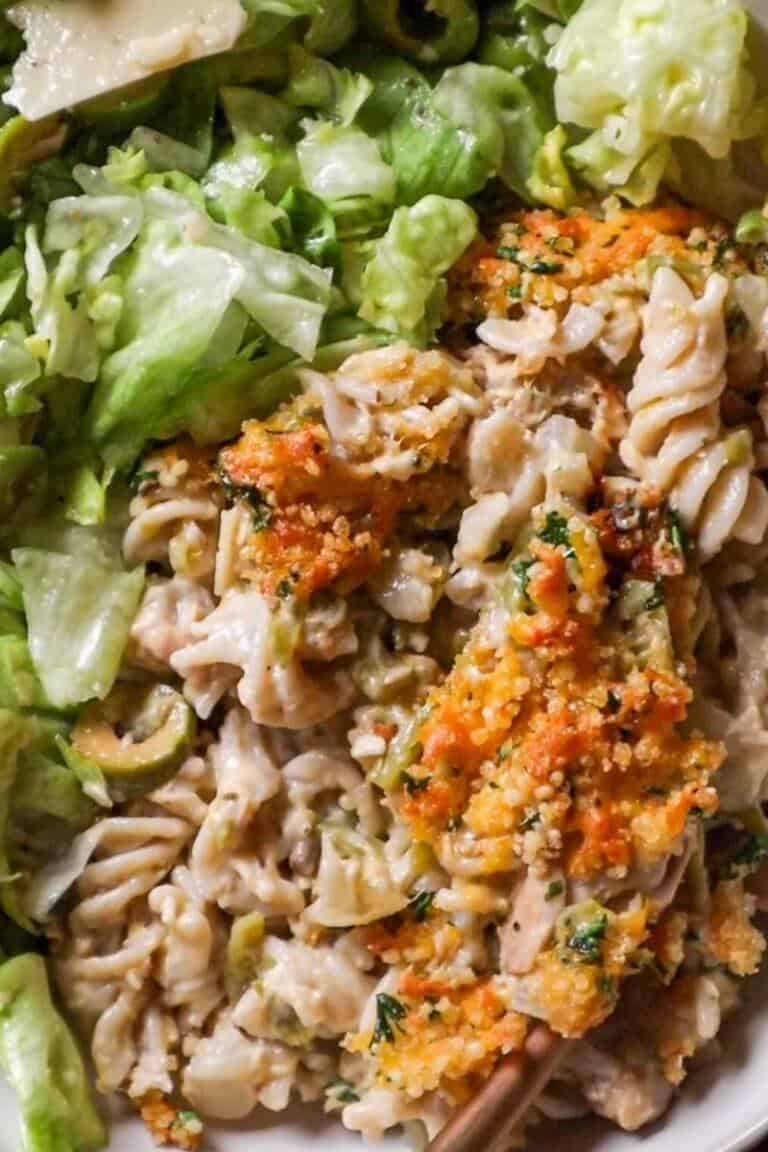 Classic Cheesy Tuna Casserole with Green Beans - Must Love Garlic
